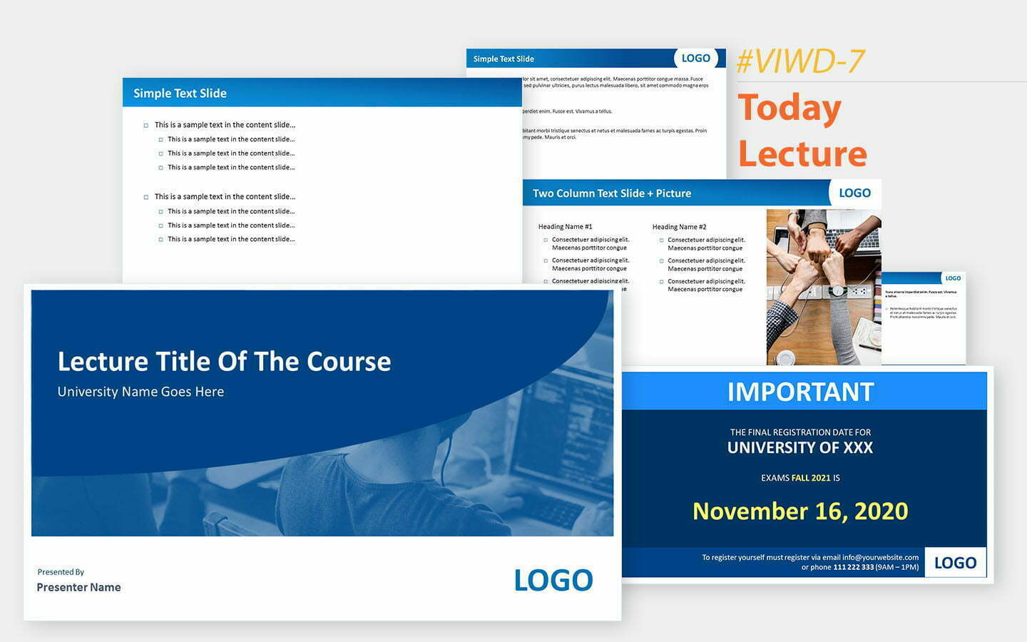TodayLectureBlue | Classic University Lecture Template - VizInspire